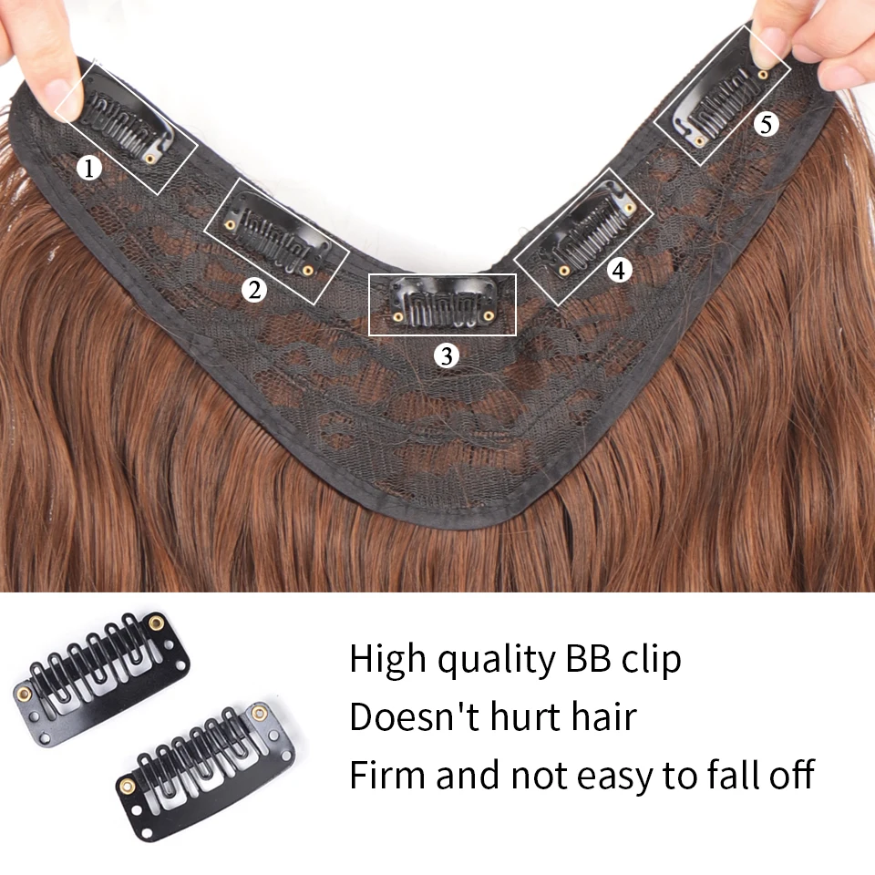 PERRUQUE,V-103-22 pouces--Extensions capillaires synthétiques ondulées ...