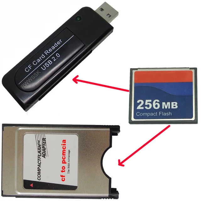 3 in 1 industrial Compact Flash + USB2.0 card reader+pcmcia adapter+ CF ...