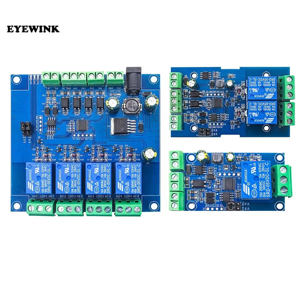 Modbus Relay Module 1/2/4Way RS485/TTL Communication Modbus-RTU Switch ...