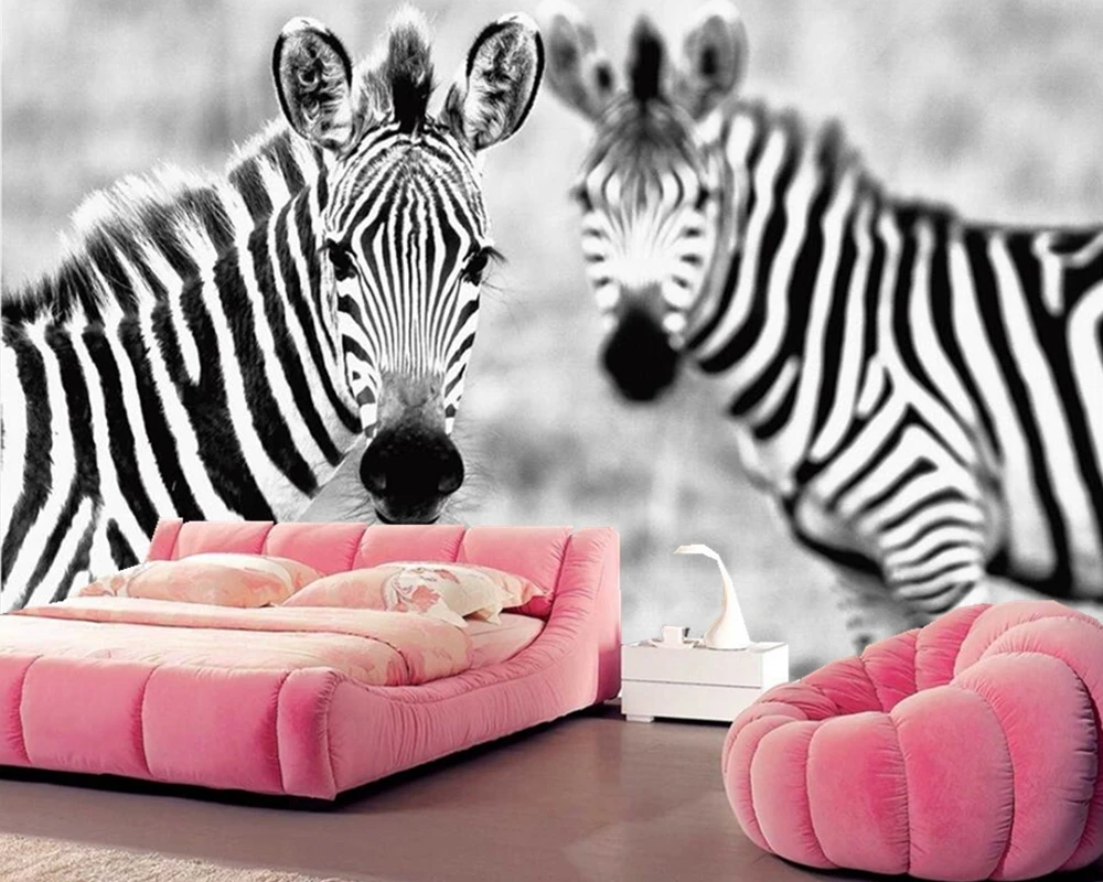 Pink White And Black Zebra Print Wallpaper