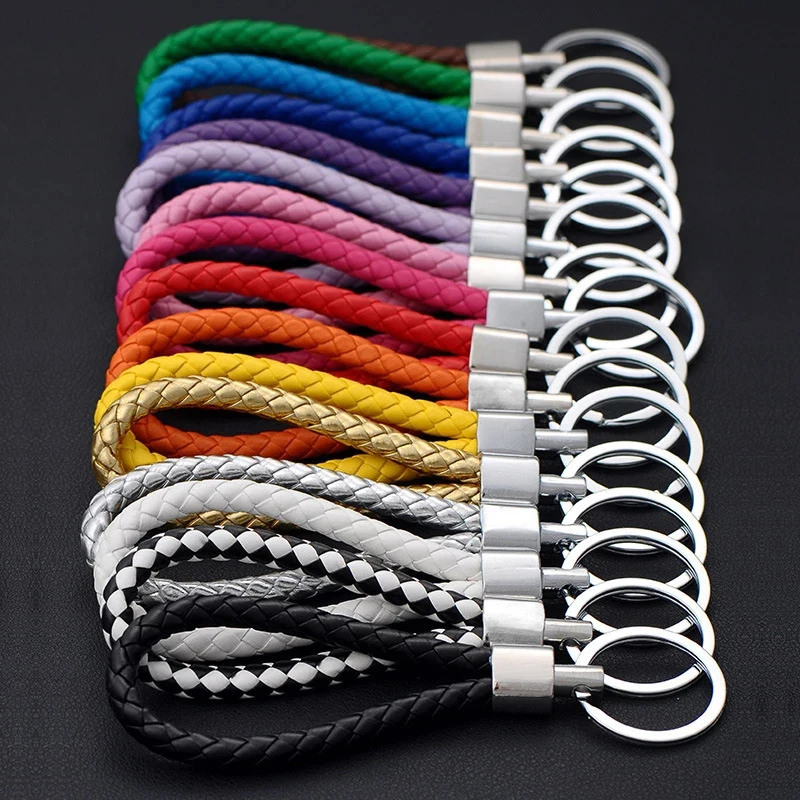 PU-Leather-Braided-Woven-Rope-Keychain-DIY-Bag-Pendant-Key-Chain-Holder ...