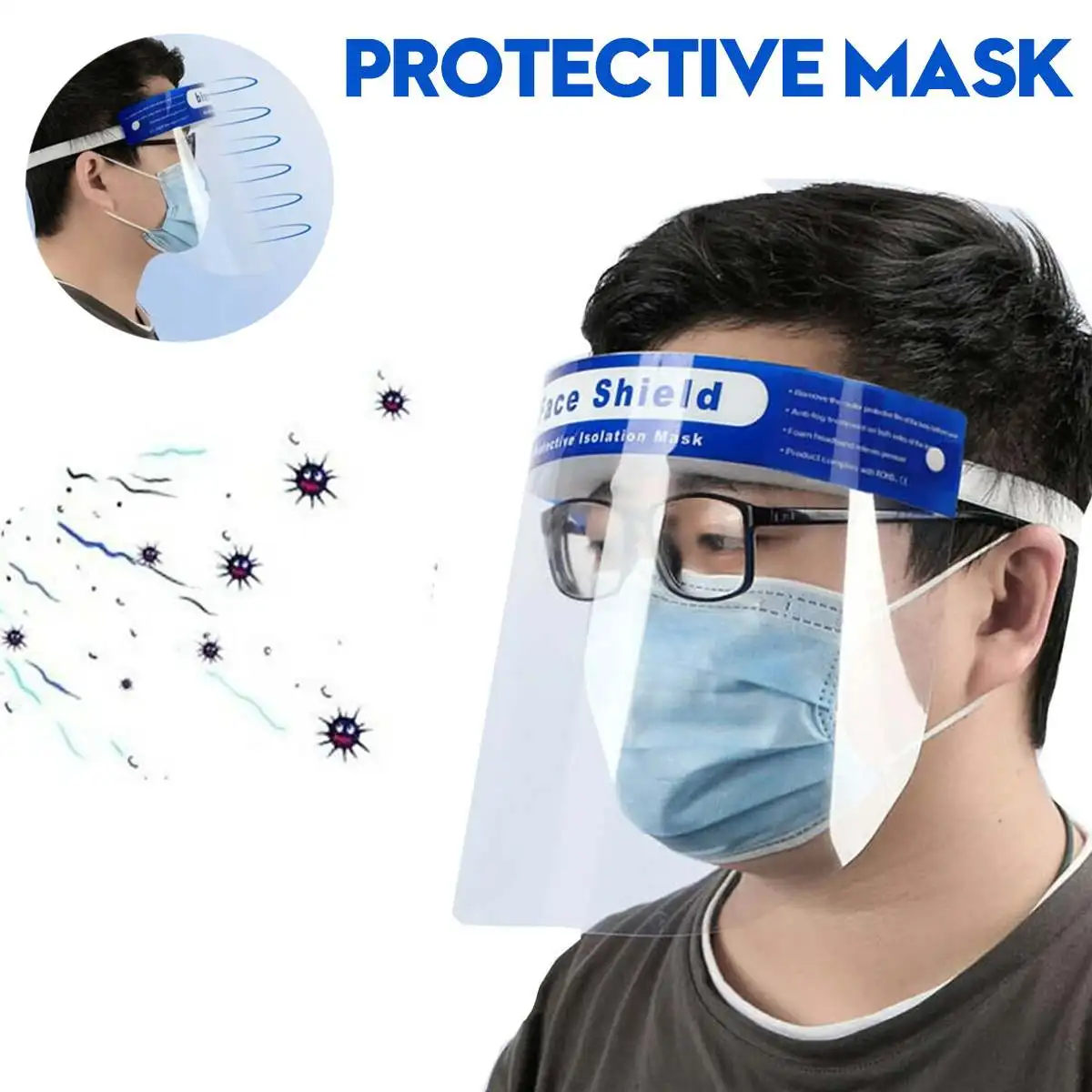 Full Face Mask Katzco Visor Mask - Clear Full Face & Head Coverage Face ...