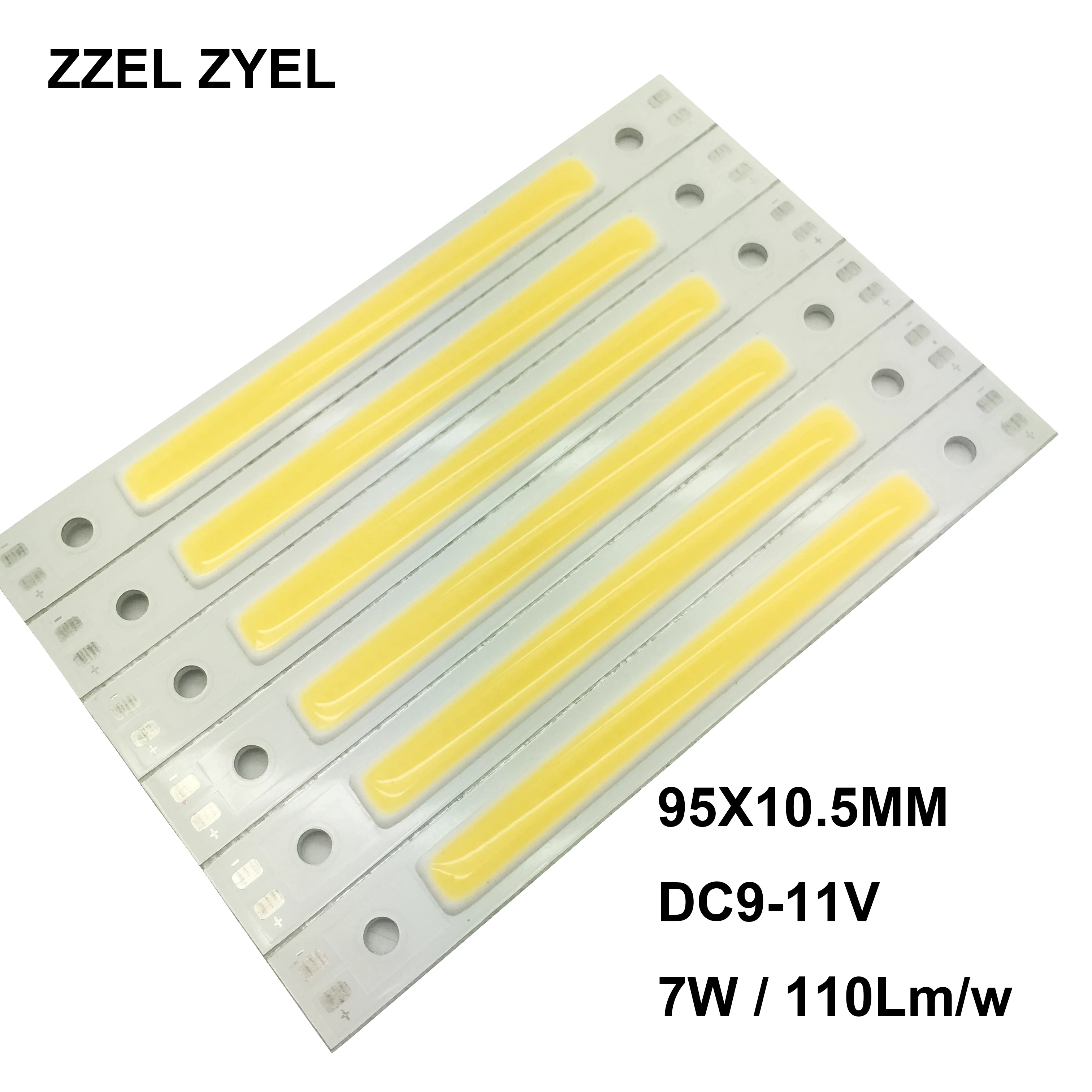 5PCS/LOT Strip COB LED Chips DC9V 7W 110lm/w High Lumens CRI80RA For ...