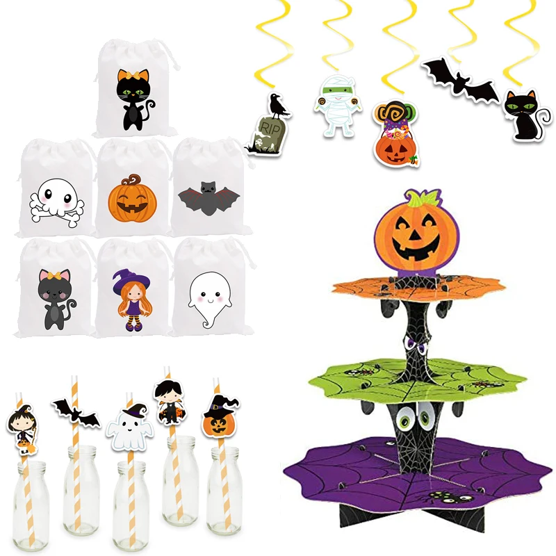 Halloween Centerpieces Festival Candy Stand Candy Straws Boxes Cupcake ...