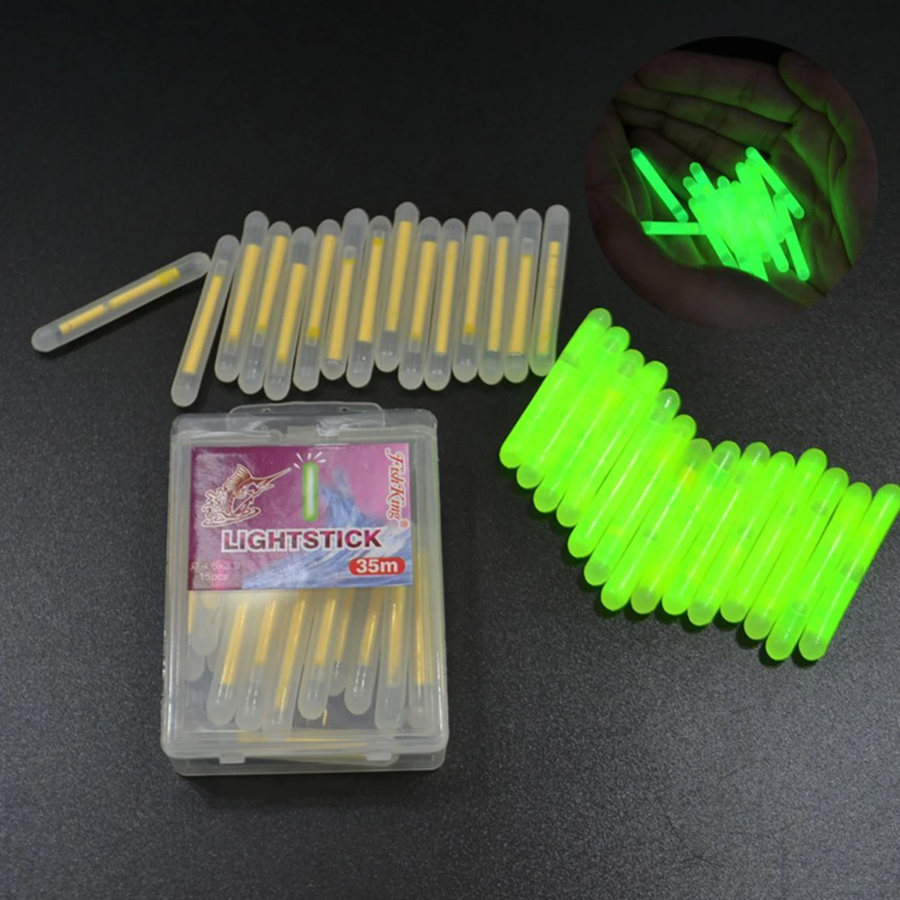 15pcs Fishing Float Fluorescent Light Stick Luminous Night Float Rod ...