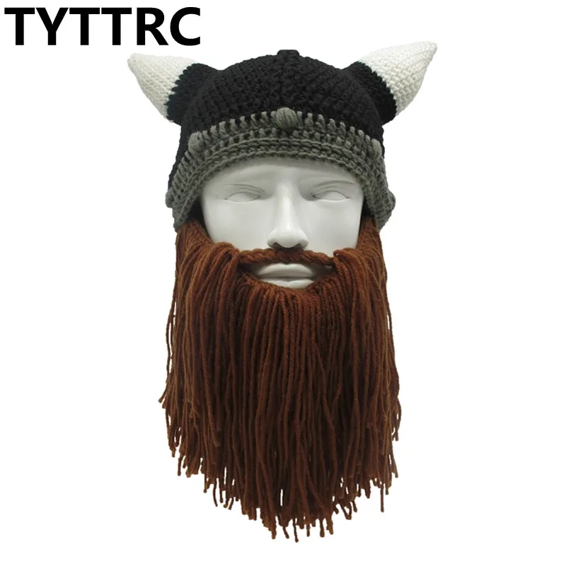 Nuevo-gorro-vikingo-barbario-barba-cuerno-sombrero-tejido-a-mano ...