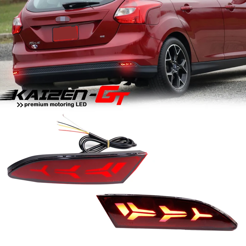 Red LED Rear Bumper Reflectors Lights For 2012-2014 Ford Focus Tail ...