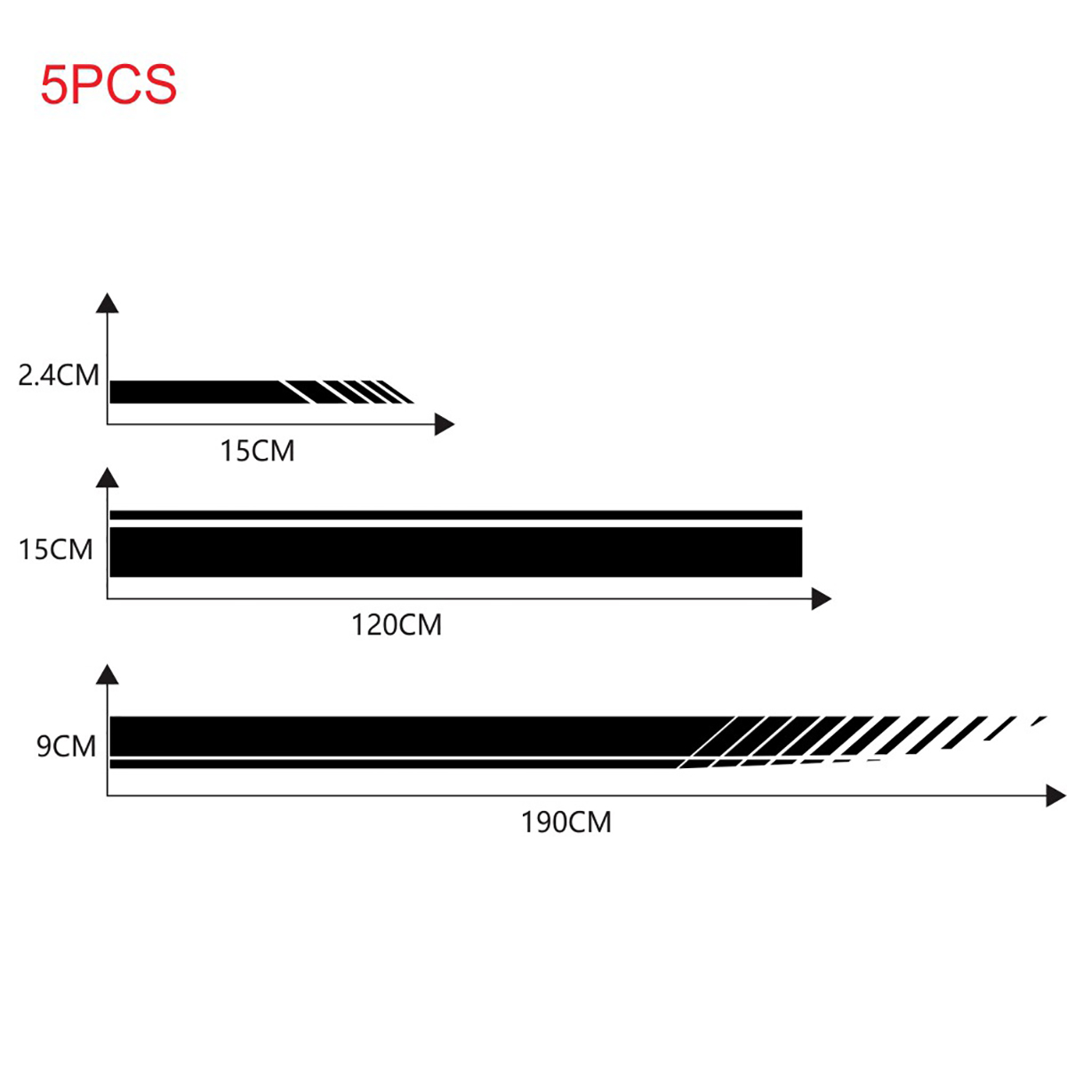 5Pcs Car Stickers side Stripes Body Decals