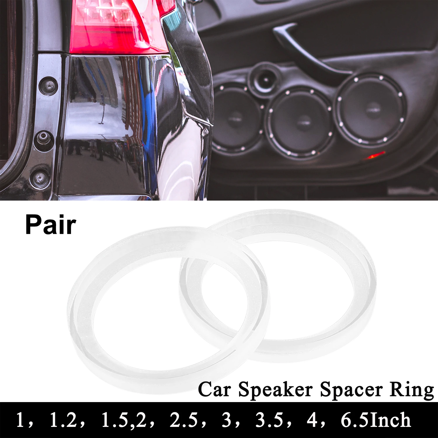 Uxcell Pair 1/2/2.5/3/3.5/4/6.5Inch Car White Clear Audio Speaker ...