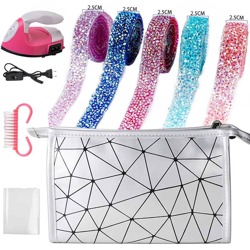 Crystal Rhinestones Ribbon 5 Rolls Diamond Sparkling Bling Ribbons Roll ...