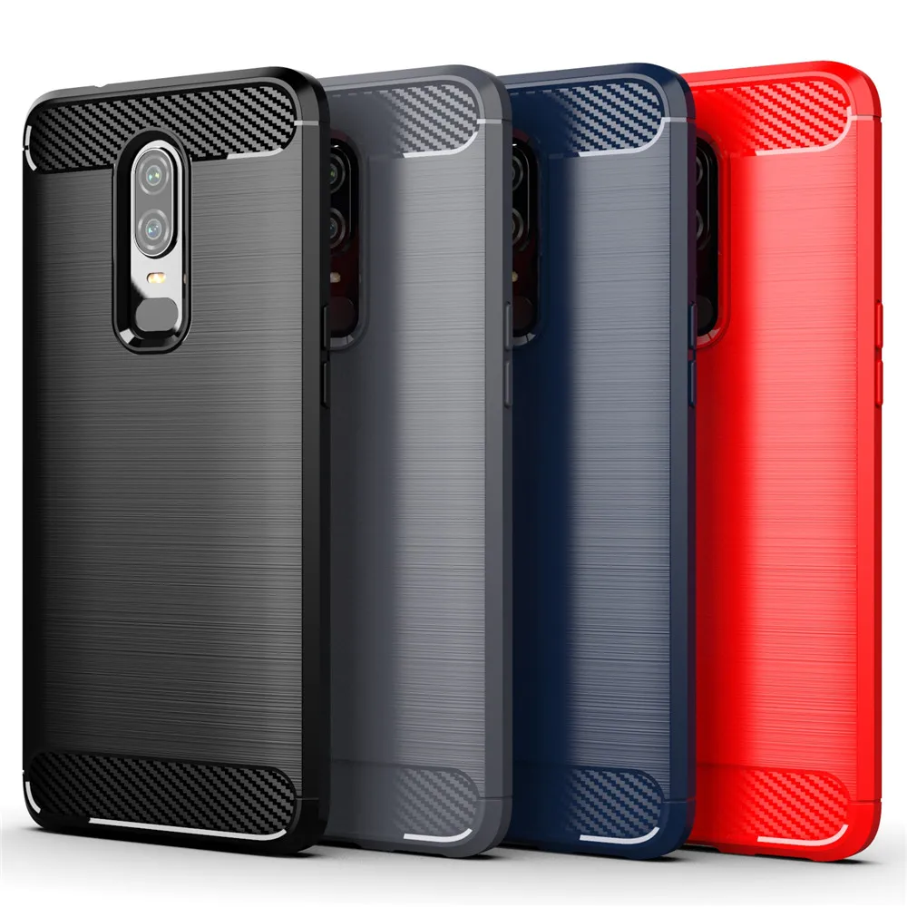 For-OnePlus-6-Case-Luxury-Carbon-Fiber-Skin-Full-Soft-Silicone-Cover ...