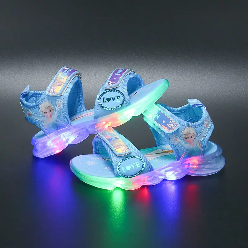 Disney Frozen Girls Lighted Sandals Summer Children Princess LED Non ...
