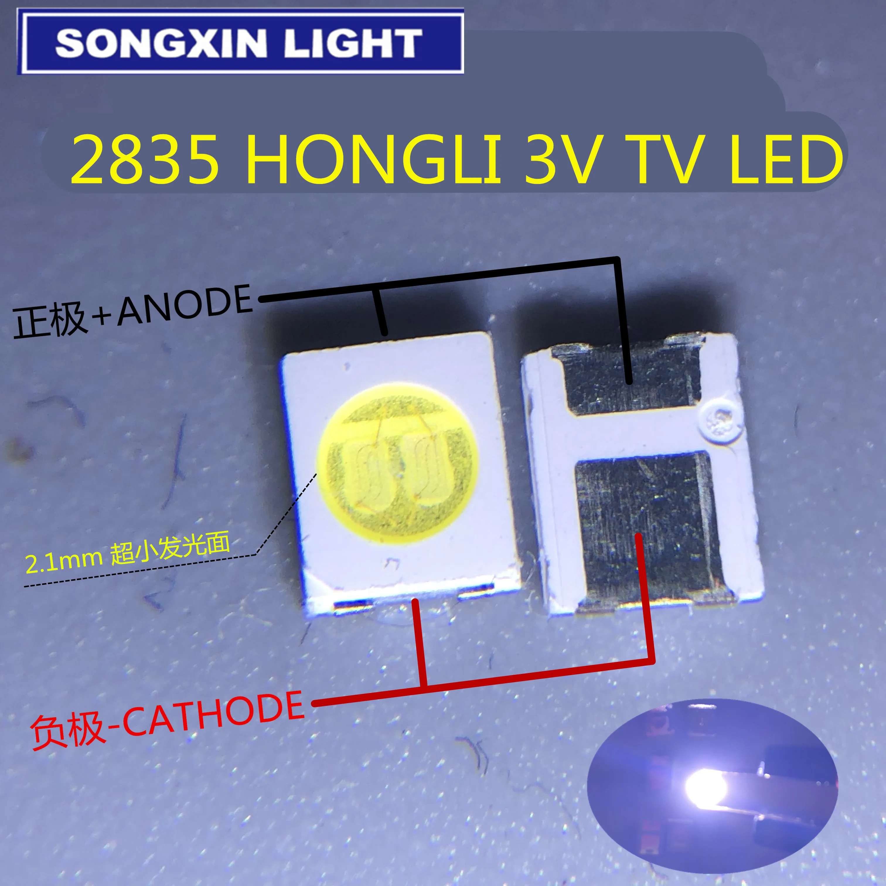 HONGLI retroiluminación LED de alta potencia para TV LCD, 100, 3528, 2835, 1W, 3V, blanco frío ...