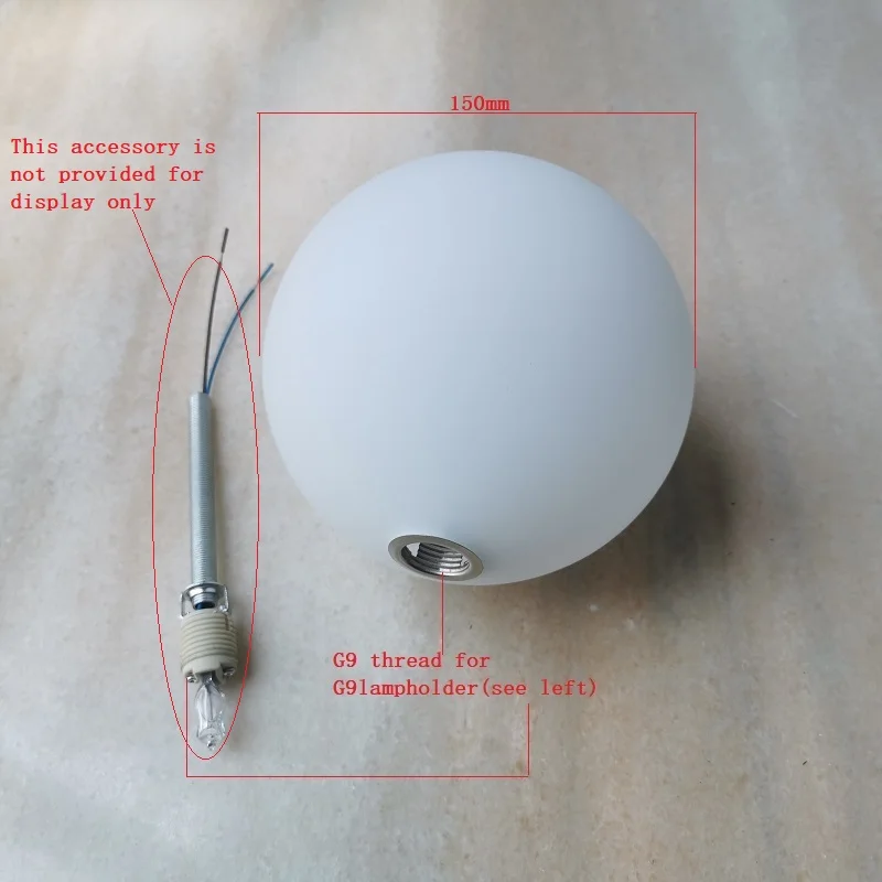 White Globe G9 Glass Shade with Thread Screw-in Cover D8cm D10cm D12cm ...
