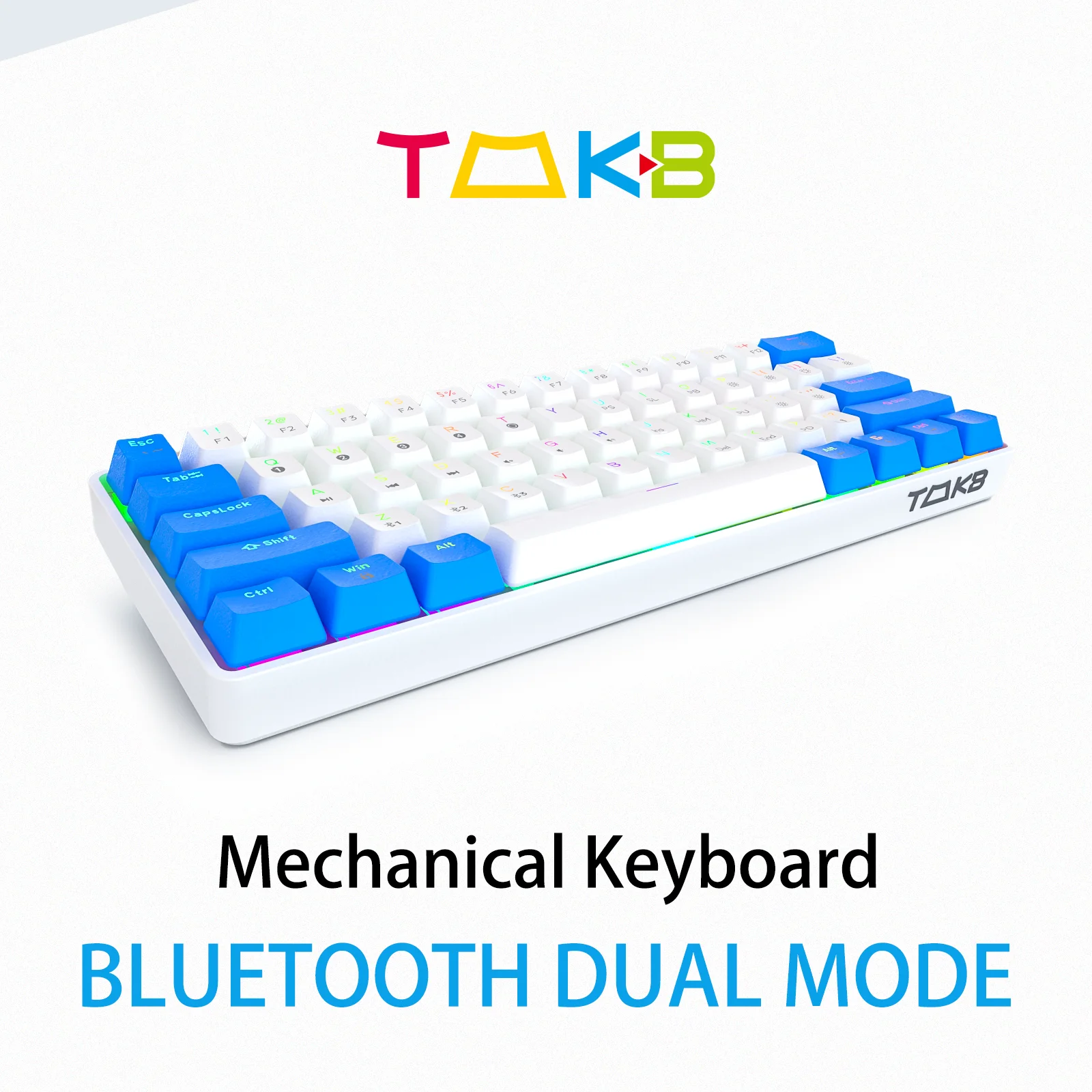 TMKB GK61 Mini Portable 60% Mechanical Keyboard Bluetooth 5.1 Type c ...