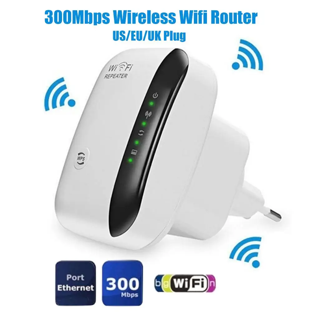 US-EU-UK-Plug-Socket-300Mbps-Wireless-WiFi-Router-AP-Repeater-WLAN ...