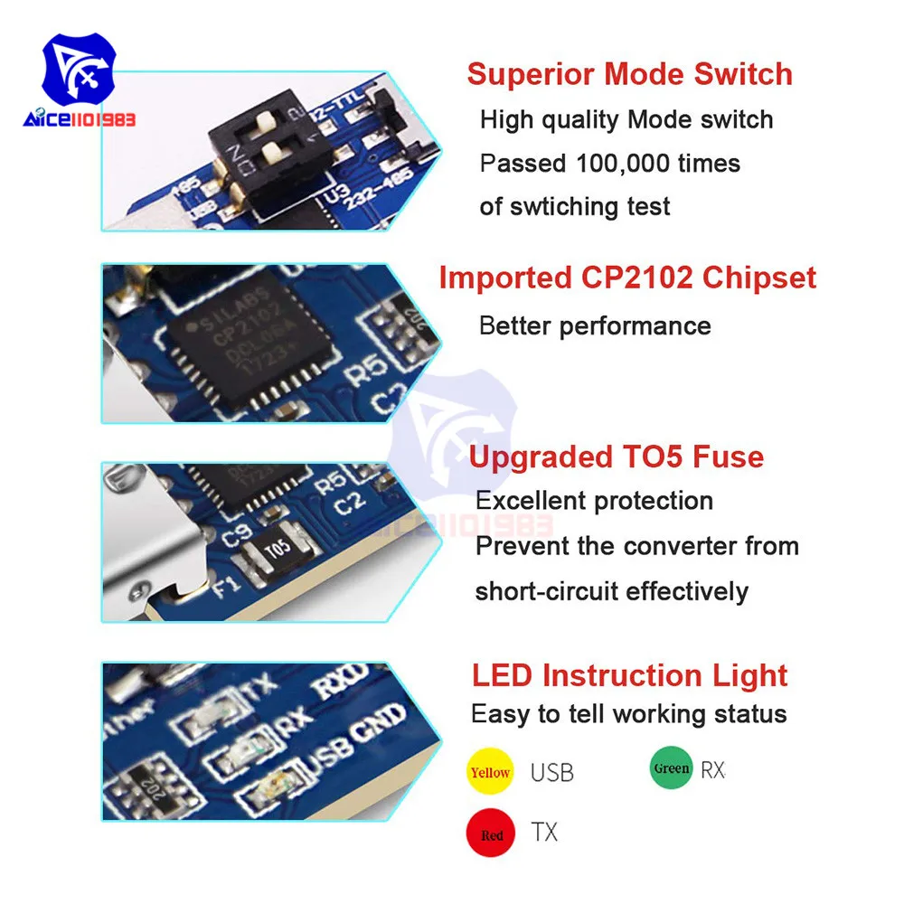 Modulo CP2102 USB TTL RS485 RS232 Convertitore 6 In 1 Seriale UART Arduino Raspb Equipement ...