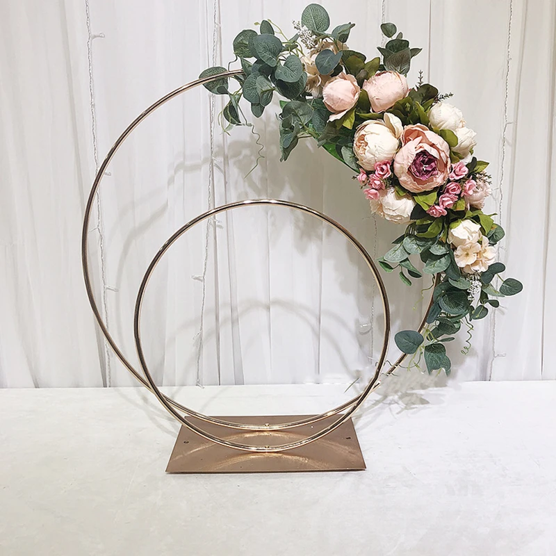 10pcs Wedding Arch Round Metal Flower Stand Gold Silver Circle Floral ...