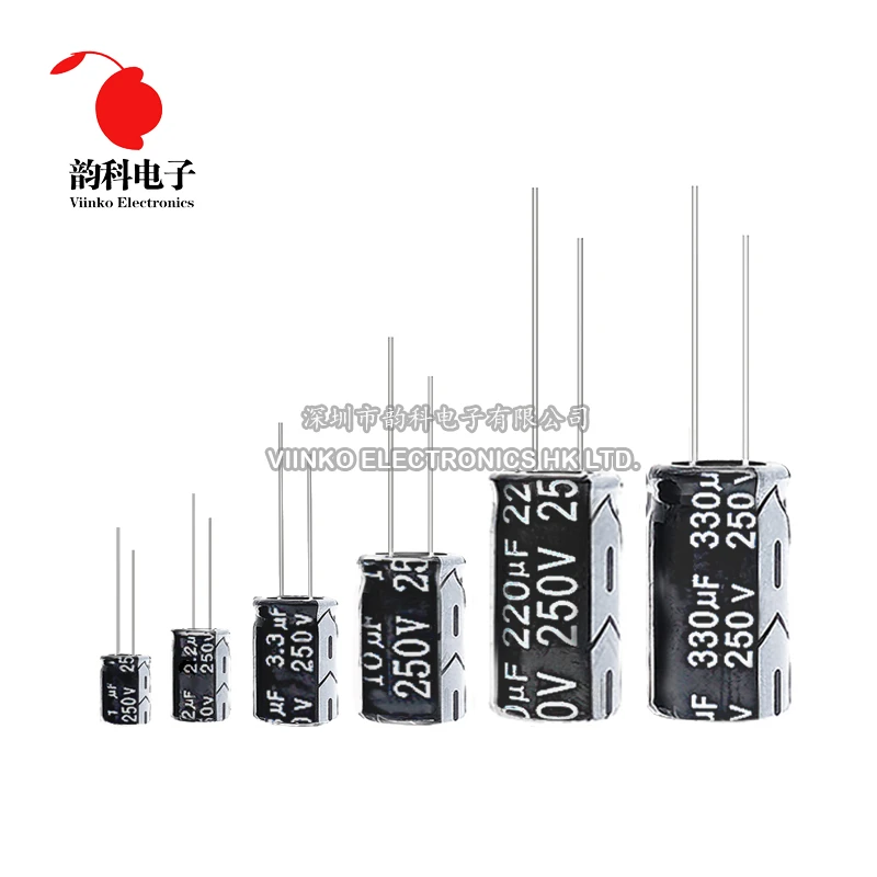 5pcs 250V Aluminum Electrolytic Capacitor 1UF 2.2UF 3.3UF 4.7UF 10UF 22UF 33UF 47UF 100UF 220UF ...