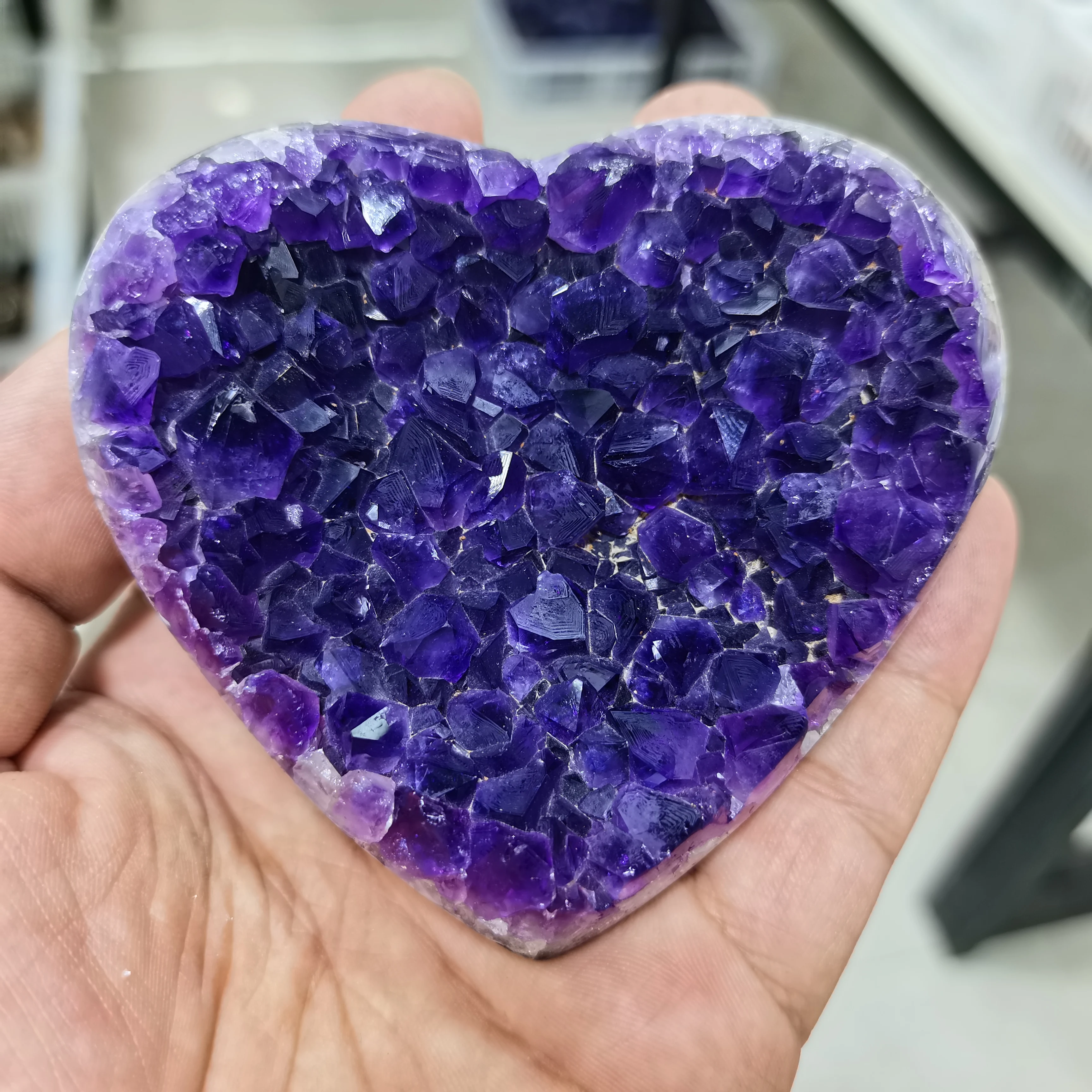 Aaa+ Natural Amethyst Geode Loving Heart Shape Quartz Cluster Crystal ...