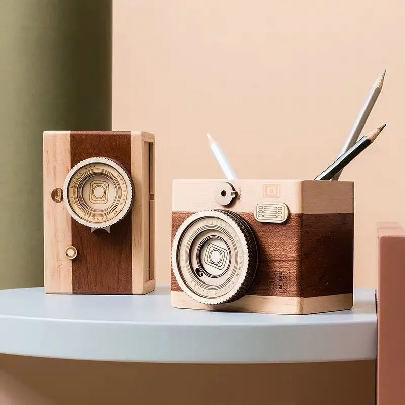 Sharkbang-Vintage-Camera-Wooden-Pen-Pencil-Holder-Desk-Organizer ...