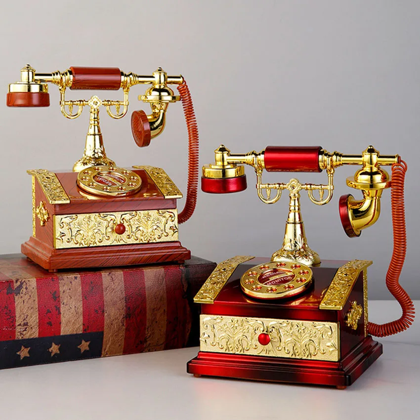 Retro Nostalgic Telephone Landline Drawer Music Box Jewelry Storage ...