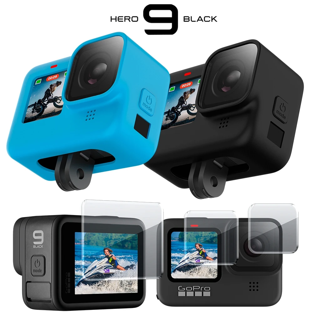 Protective Silicone Case For Gopro Hero 9 Black Tempered Glass Screen ...
