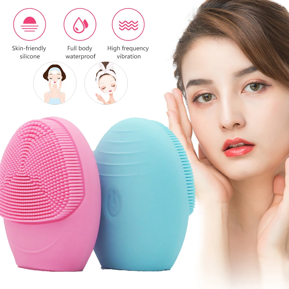 Electric Battrey Facial Cleansing Brush Silicon Vibration Mini Cleaner ...
