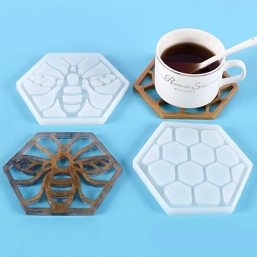 DIY Honeycomb Bee Coaster Mold Crystal Epoxy Mold Hexagonal Honeycomb ...