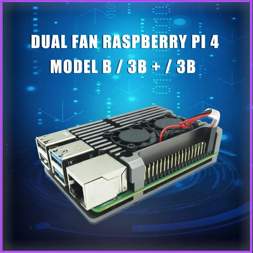 Dual Fan Raspberry Pi 4 Model B Aluminum Metal Case With Super Two ...