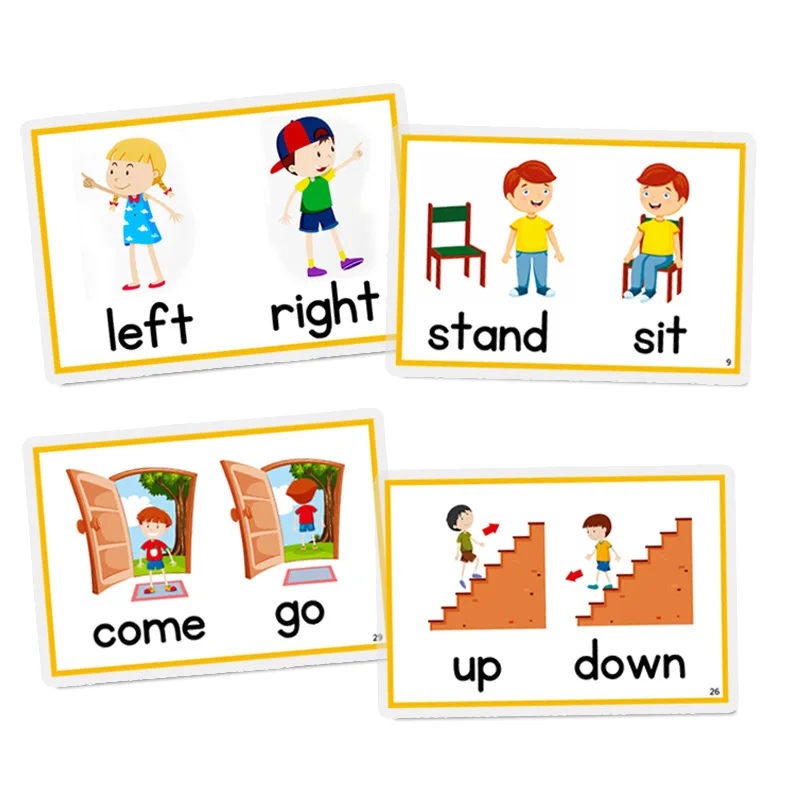 50pcs English Antonym Flash Cards For Toddlers Kids Flashcards Teacher ...