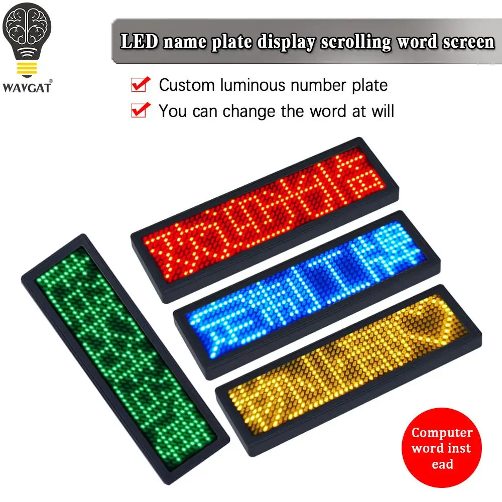 Rechargeable Bluetooth Digital LED Badge DIY Programmable Scrolling ...