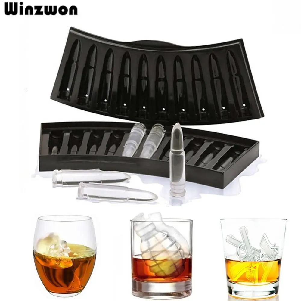 Creative Gun Bullet Skull Shape Ice Cube Maker Diy Ice Cube Tray ...