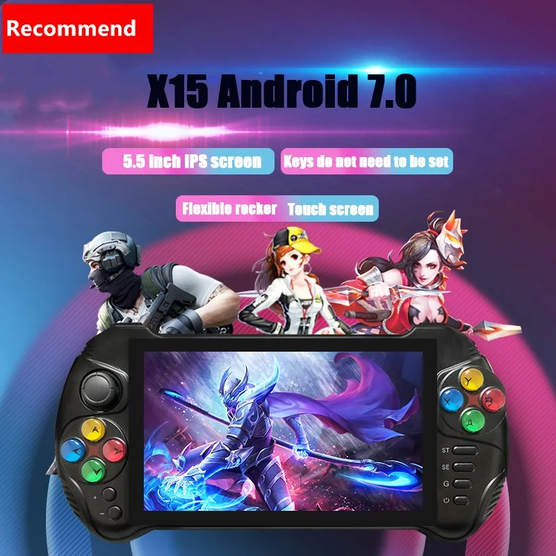 Новинка Powkiddy 5,5 дюймов сенсорный экран Ретро игровая консоль Поддержка android 7,0 wifi для ...