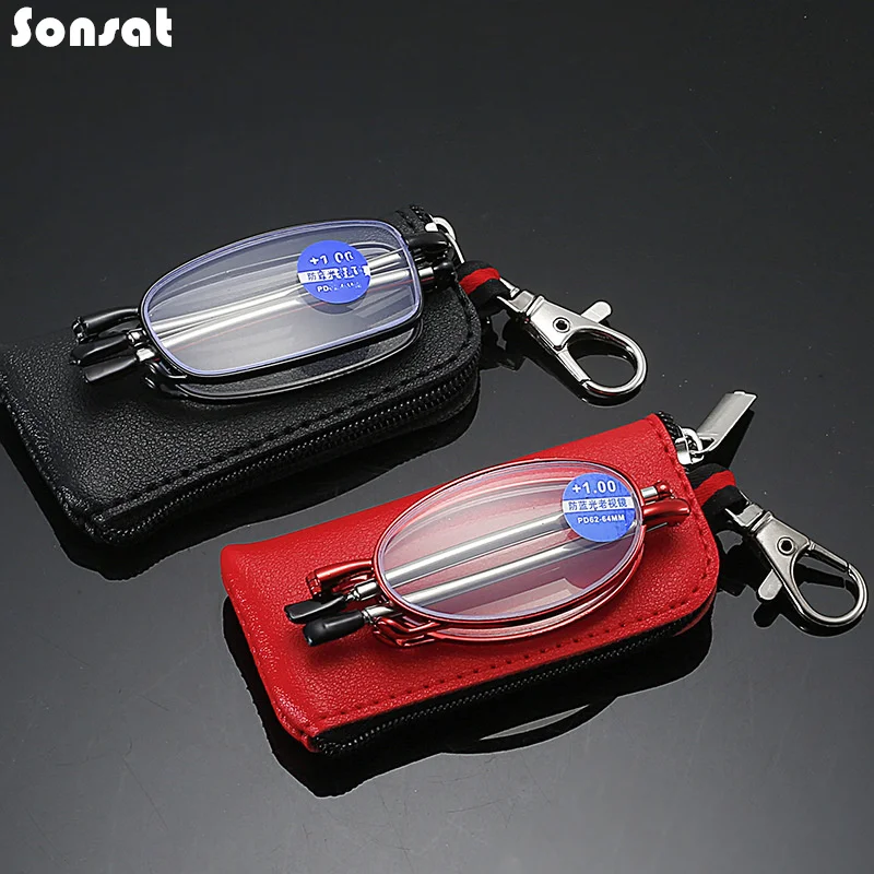 Exquisite Small Square Oval Frame Reading Glasses Compact Anti Blue ...