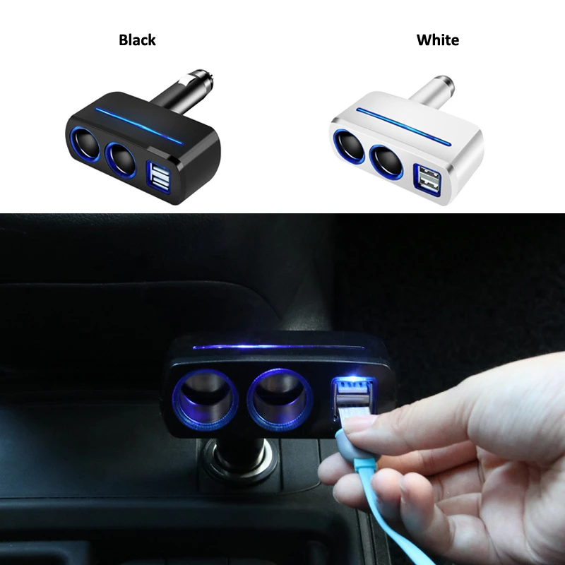 Dual Car Cigarette Plug Converter With Dual USB Adapter For Cars ...