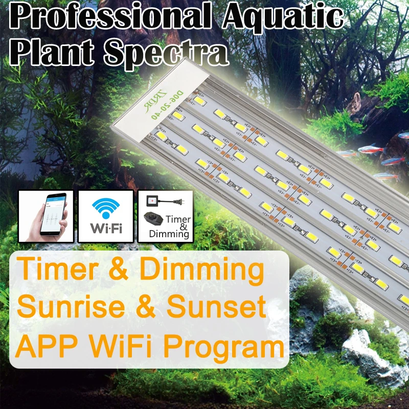 WiFi Program Aquarium LED Light w/ Timer Dimming Sunrise Sunset Plant Grow Full Spectra Lighting ...
