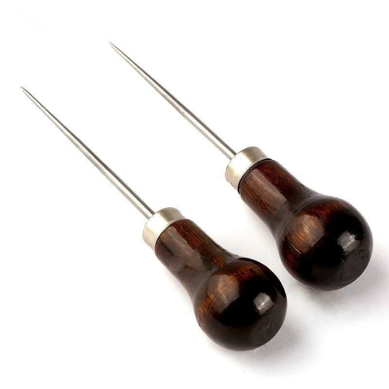 Professional-Leather-Wood-Handle-Awl-Tools-For-Leathercraft-Stitching ...