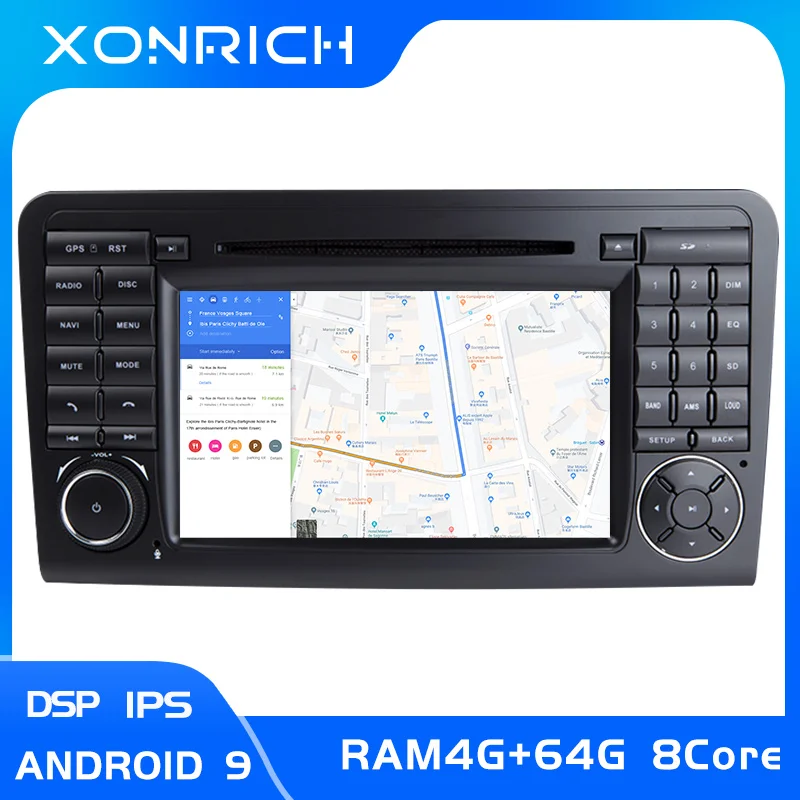 Ips DSP 64GB 2 din Android 9,0 автомобильный dvd-плеер gps для BENZ ML 320/ML 350/W164(2005-2012 ...