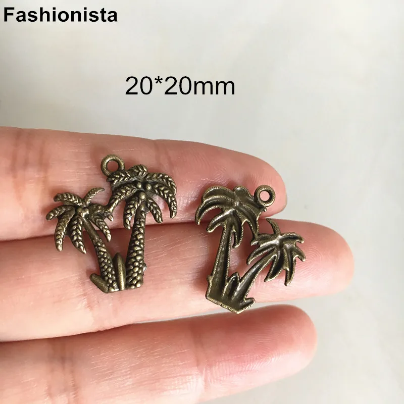 100pcs Antique Bronze Metal Coconut Tree Charm Pendant For Necklace Or ...