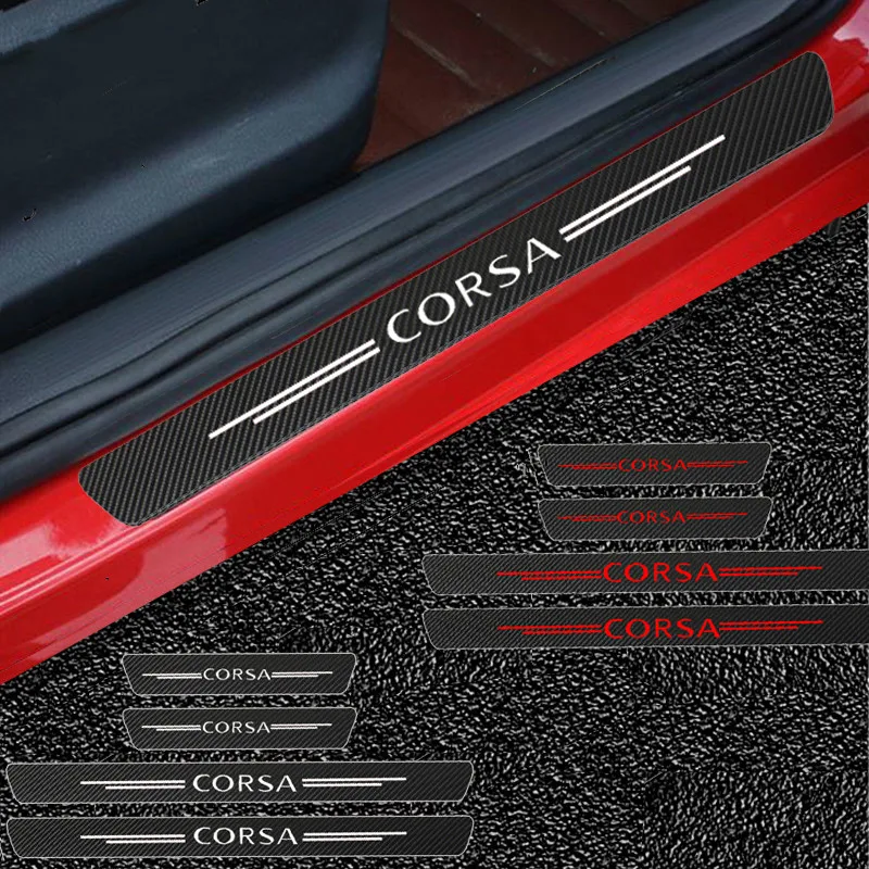 4pcs-Carbon-Fiber-Car-Door-Sills-Protector-Sticker-For-Opel-Corsa-D-A-B ...