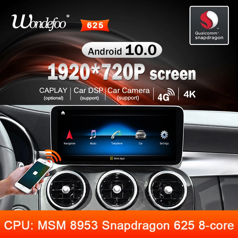 Snapdragon 8core Android 10 Car Radio For Mercedes Benz C Class W205 ...