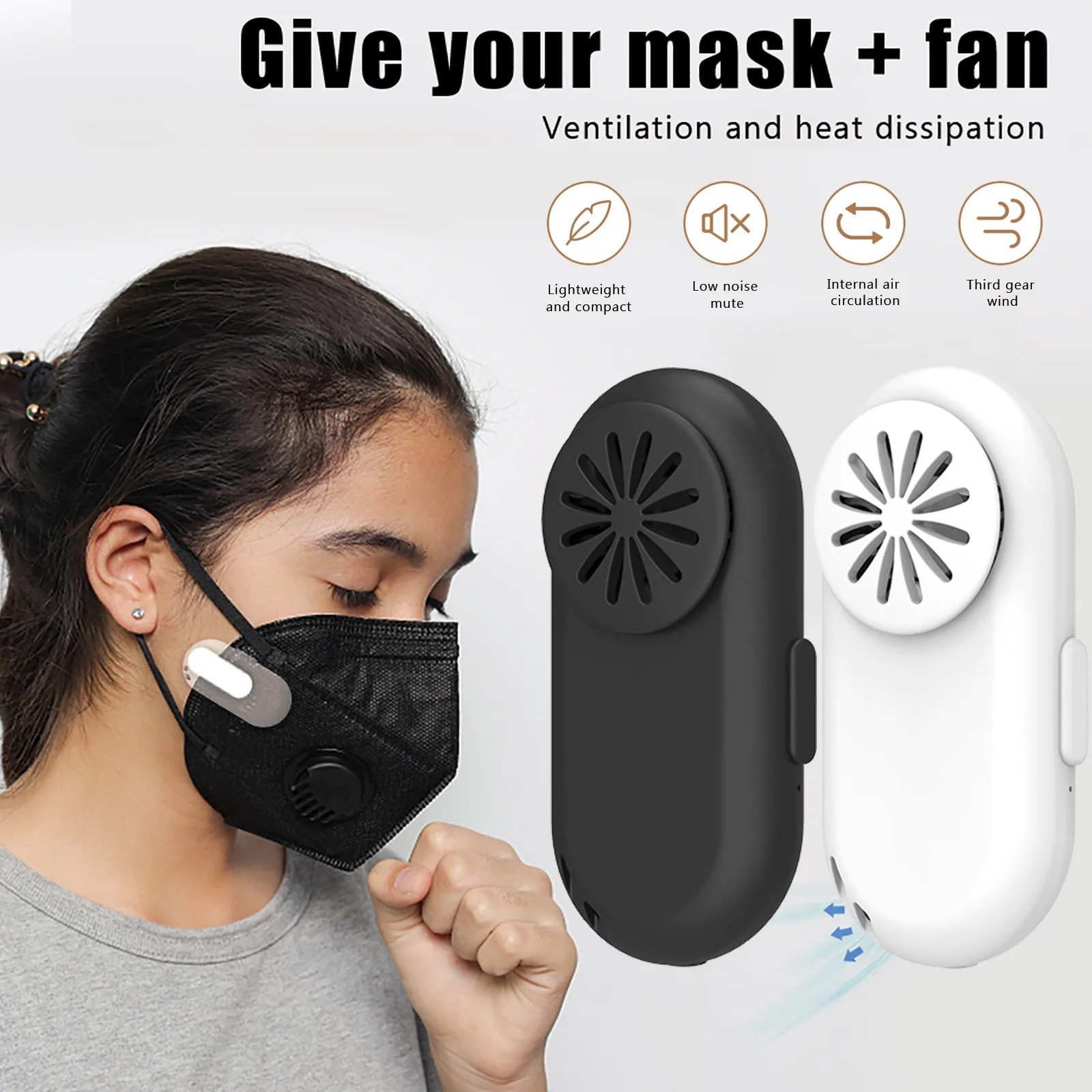 Reusable Portable Fan For Face Mask Clip-on Air Filter Usb Rechargeable ...