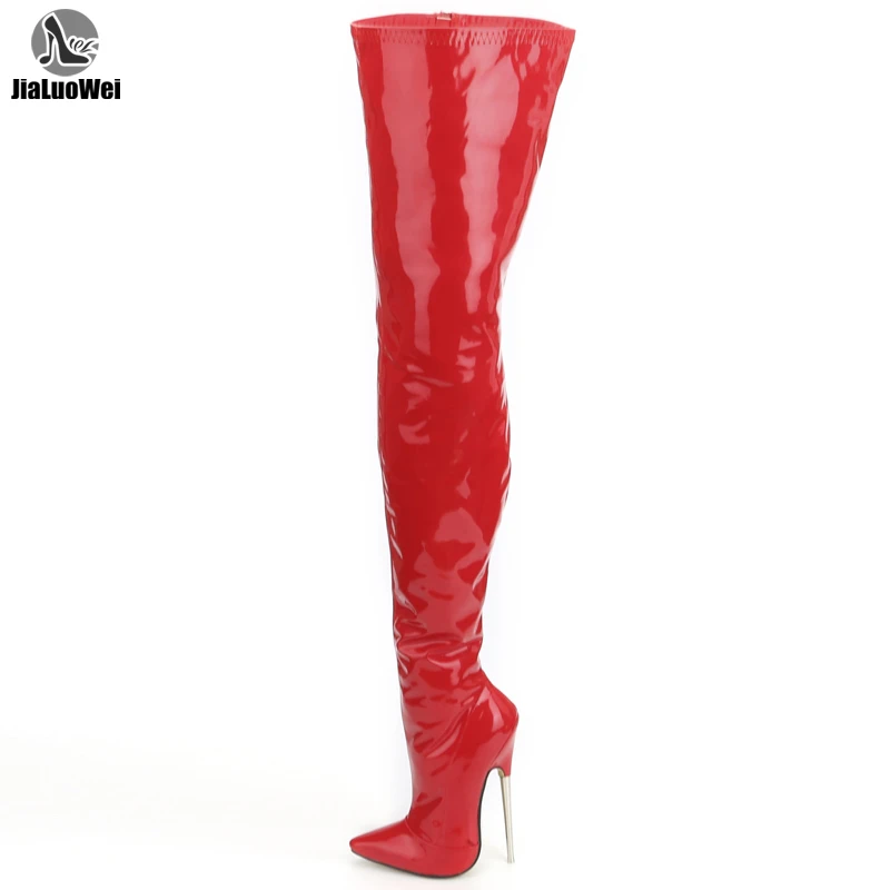 Jialuowei Crotch Boots With Stiletto Heels Women Winter Boots Patent ...