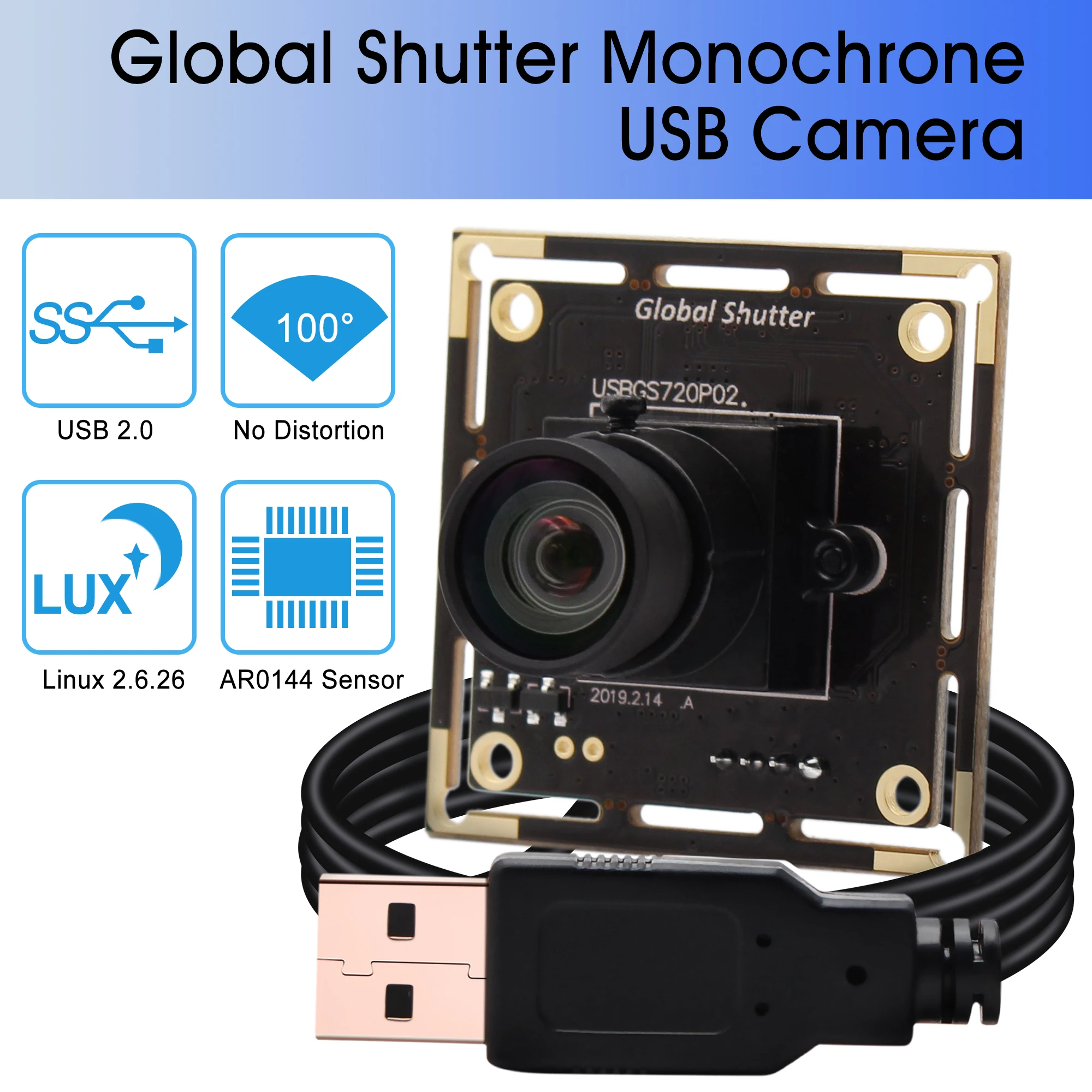 Global Shutter High Speed 60fps 720p 1mp Webcam Uvc Plug Play Black /white Monochrome Sensor Usb ...