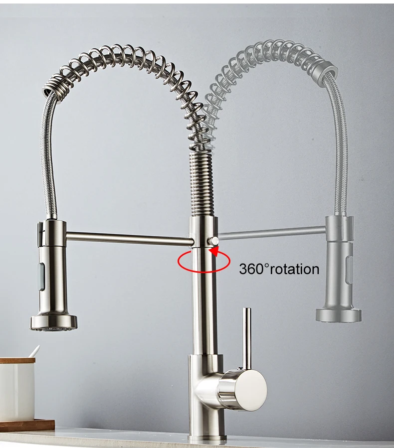 Single-Handle Pre-Rinse Spring Pulldown Sprayer Kitchen Faucet