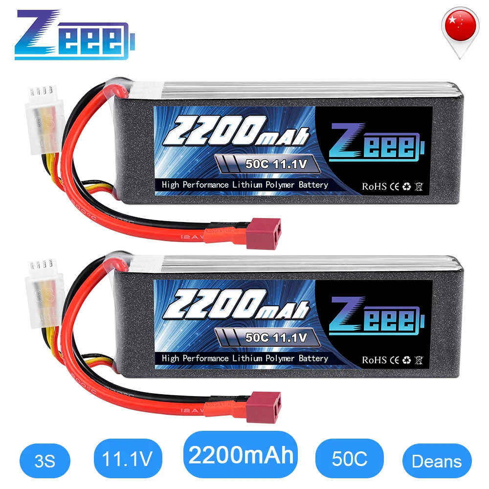 2units Zeee LiPo Battery 11.1V 3S 2200mAh 50C for RC Car with Deans Plug For RC Helicopter Drone ...