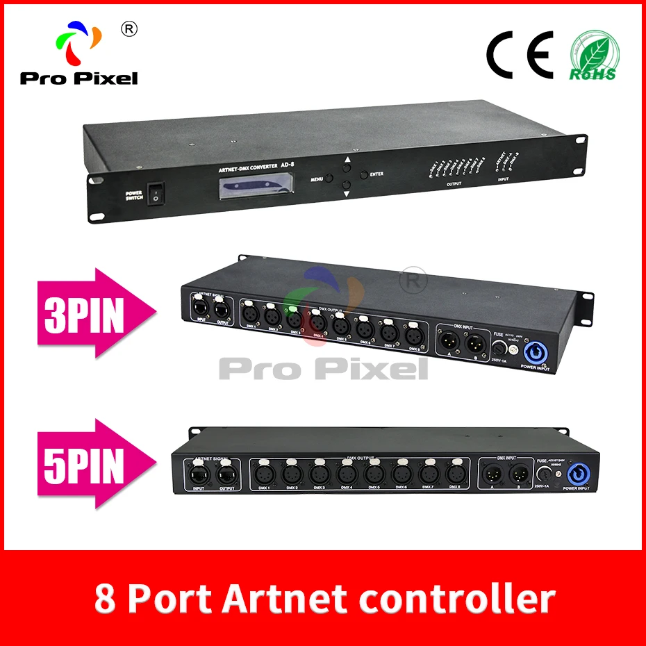 Artnet Dmx Controller 8 Port Converter Output 8x512 4096 Channels 3PIN ...