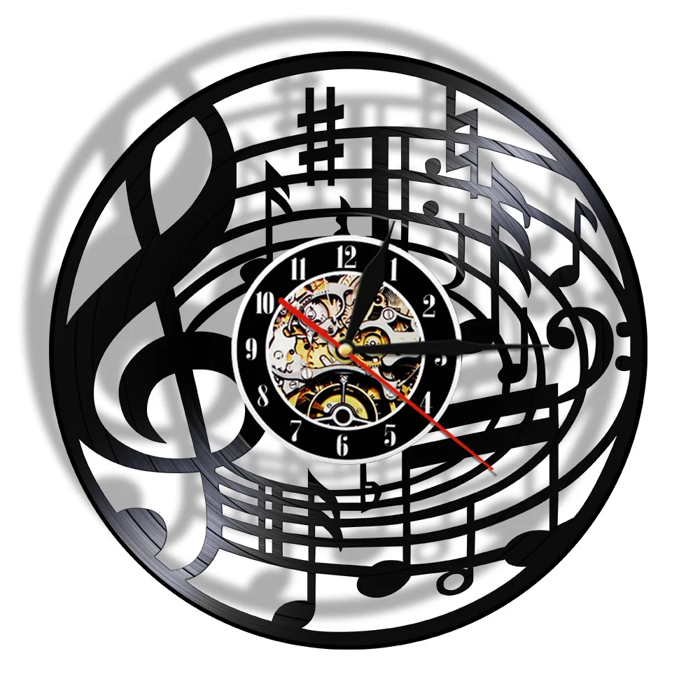 Notes-de-musique-Wall-Art-Triple-Alef-Vinyl-Record-Wall-Clock-Face ...