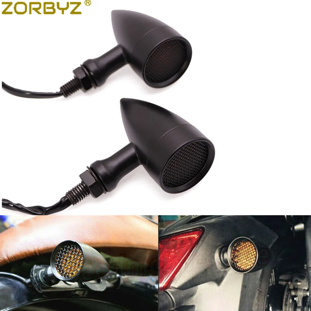 Zorbyz Motorcycle Black Metal Led Bullet Grill Turn Signal Indicator ...